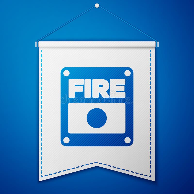 Blue Fire Alarm System Icon Isolated On Blue Background. Pull Danger ...
