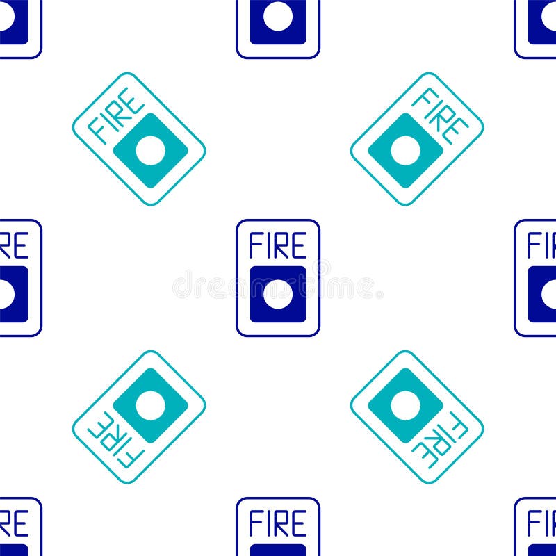 Blue Fire Alarm System Icon Isolated Seamless Pattern on White ...