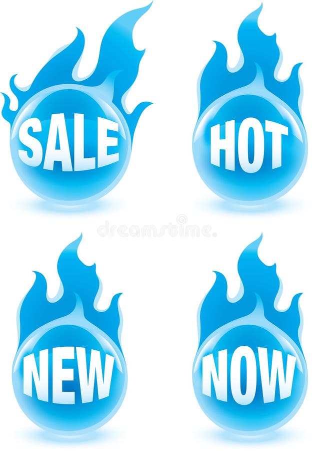 Blue fire buttons stock vector. Illustration of retail - 42789055