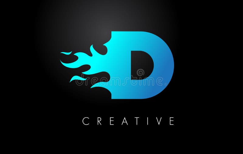 Blue Fire Blue D Letter Flame Logo Design. Fire Logo Lettering Concept ...