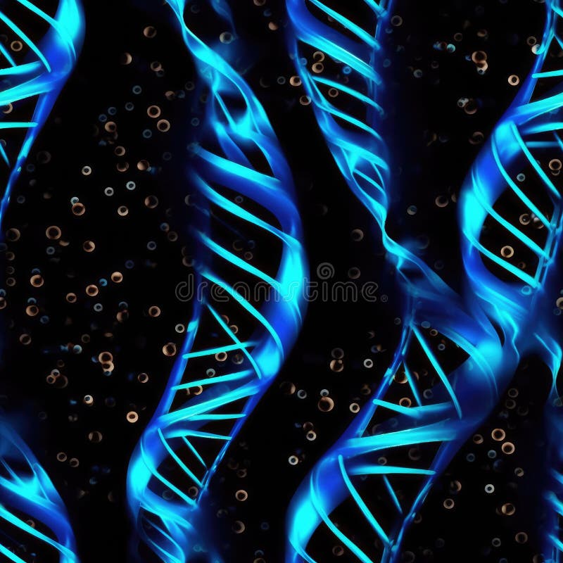 Blue Fire Dna on Black Background. Tile Seamless Background. Generative ...