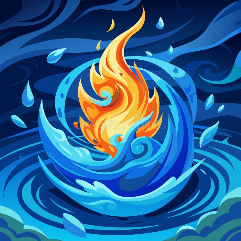 Blue Fire Effect or Cartoon Water Comics Vector Background. Abstract ...