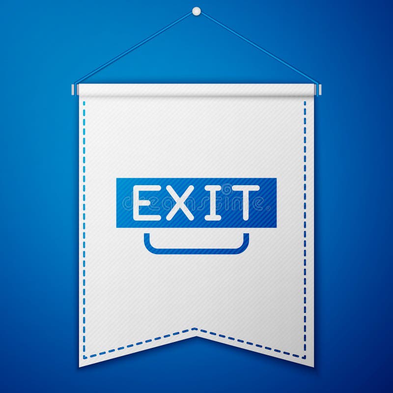 Blue Fire Exit Icon Isolated on Blue Background. Fire Emergency Icon ...