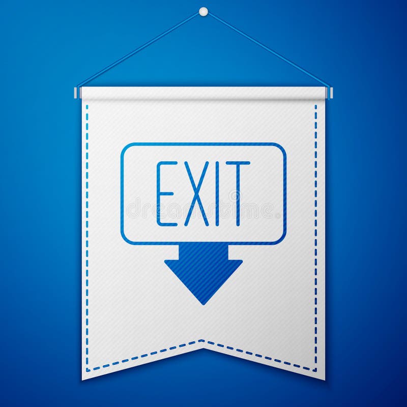 Blue Fire Exit Icon Isolated on Blue Background. Fire Emergency Icon ...