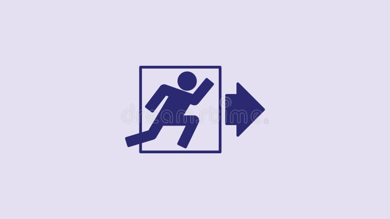 Blue Fire Exit Icon Isolated on Purple Background. Fire Emergency Icon ...
