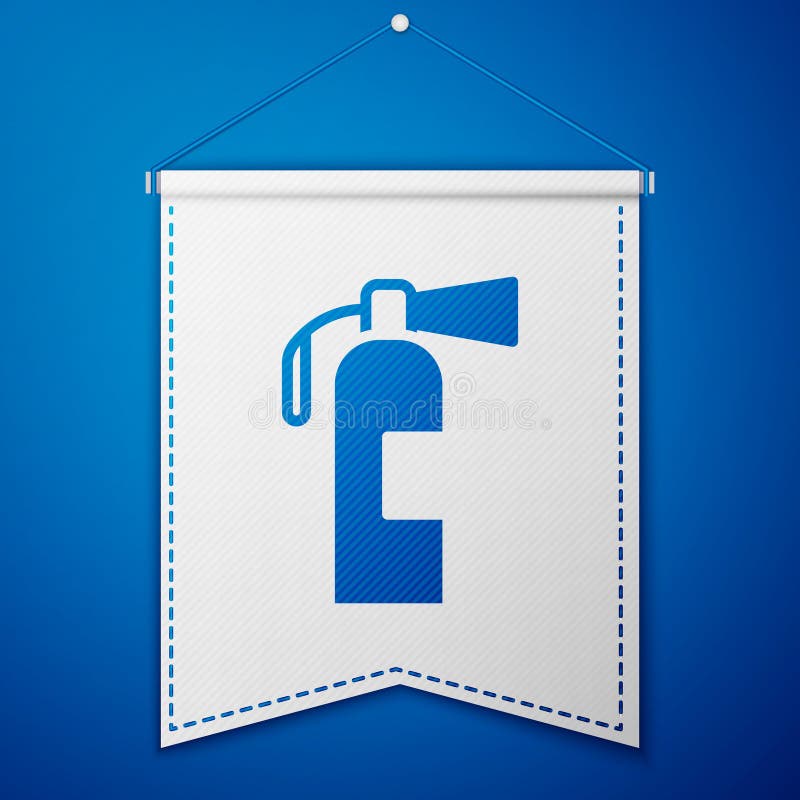 Blue Fire Extinguisher Icon Isolated on Blue Background. White Pennant ...