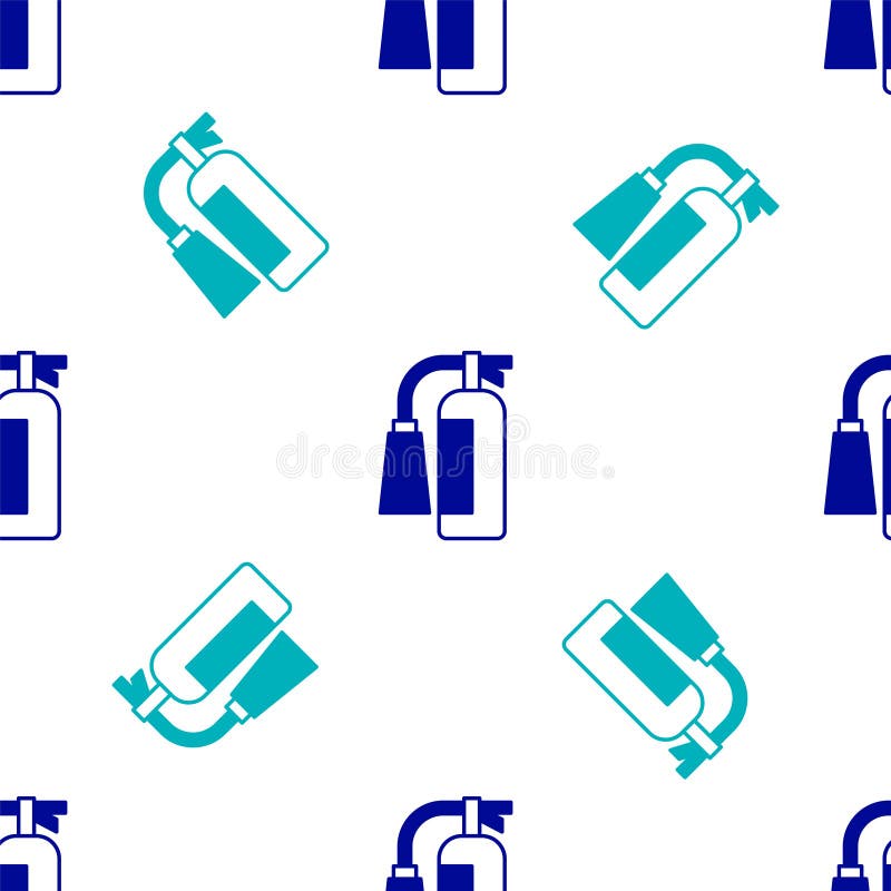 Blue Fire Extinguisher Icon Isolated Seamless Pattern on White ...