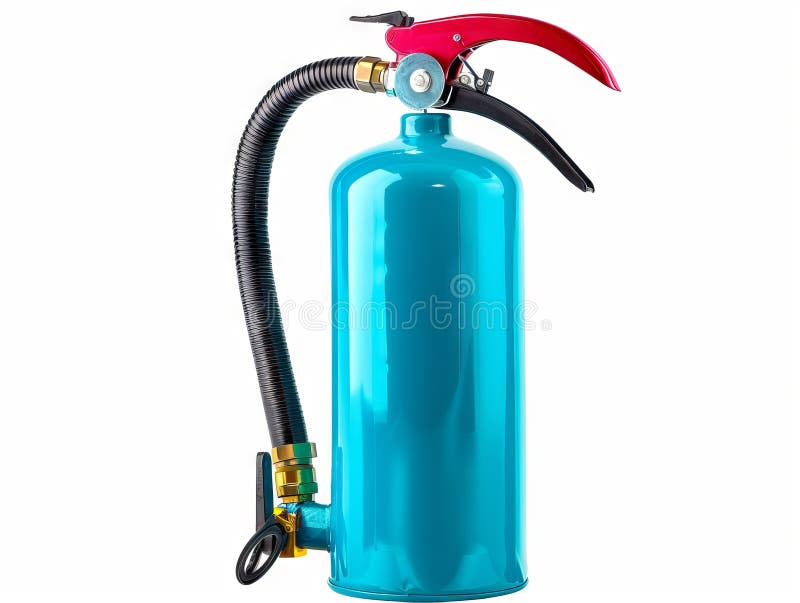 A Blue Fire Extinguisher with a Red Hose Stock Photo - Image of fire ...