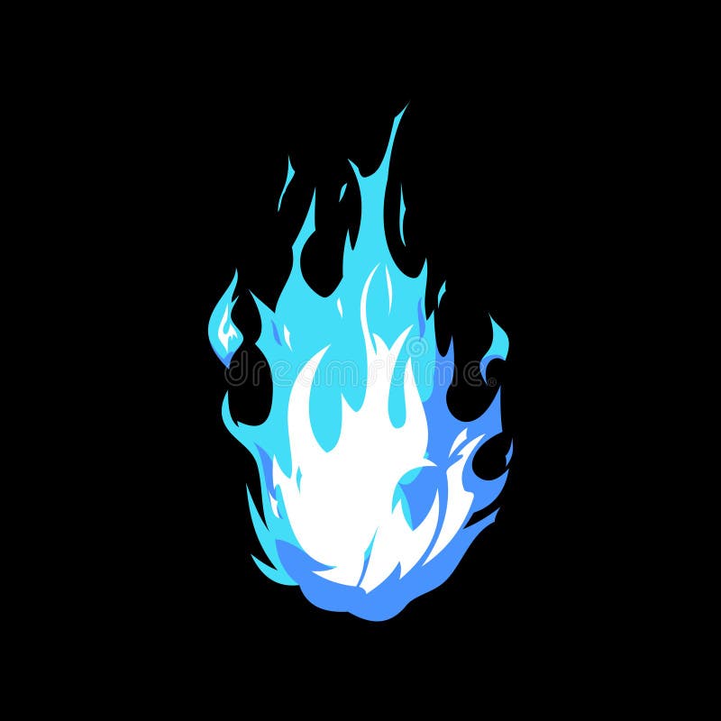 Blue Fire Flame Flat Cartoon Stock Vector - Illustration of artwork ...