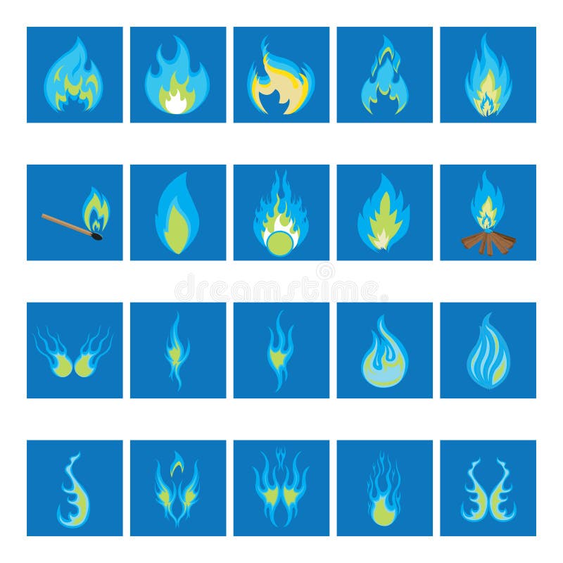 Blue Fire Flame. Vector Illustration Decorative Design Stock Vector ...