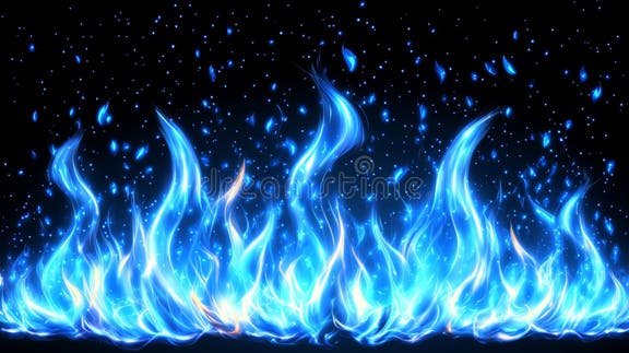 Blue Fire Flames Background, Vibrant Color Flames and Sparks Template ...