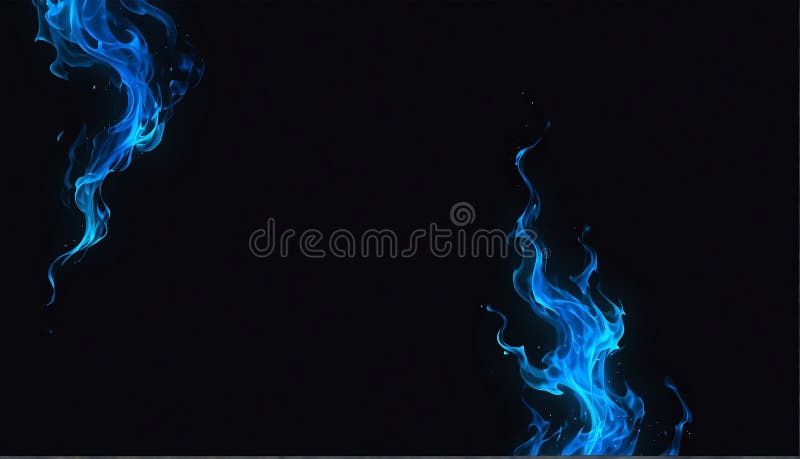 Blue Fire Flames Effect on Plain Black Ai Generated Stock Illustration ...