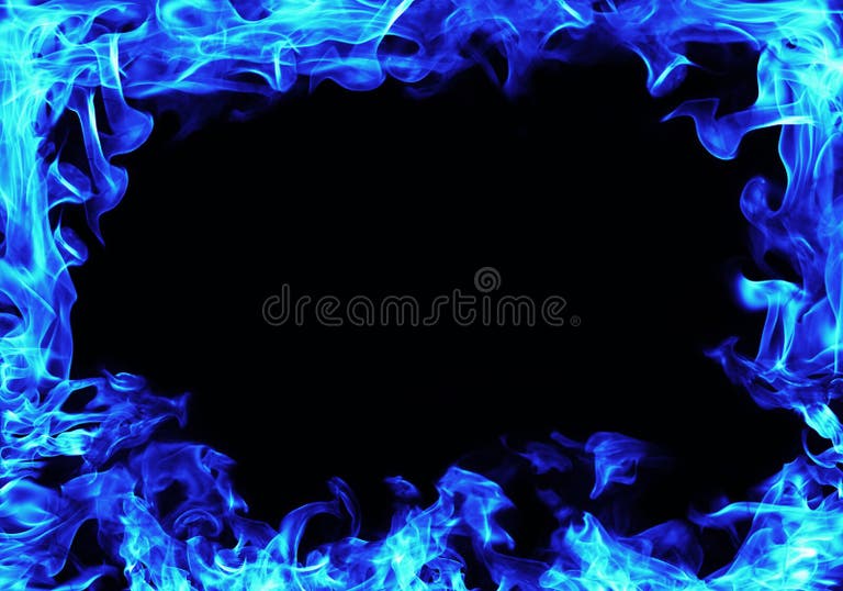 Blue fire flames frame stock image. Image of detail, flame - 49856835