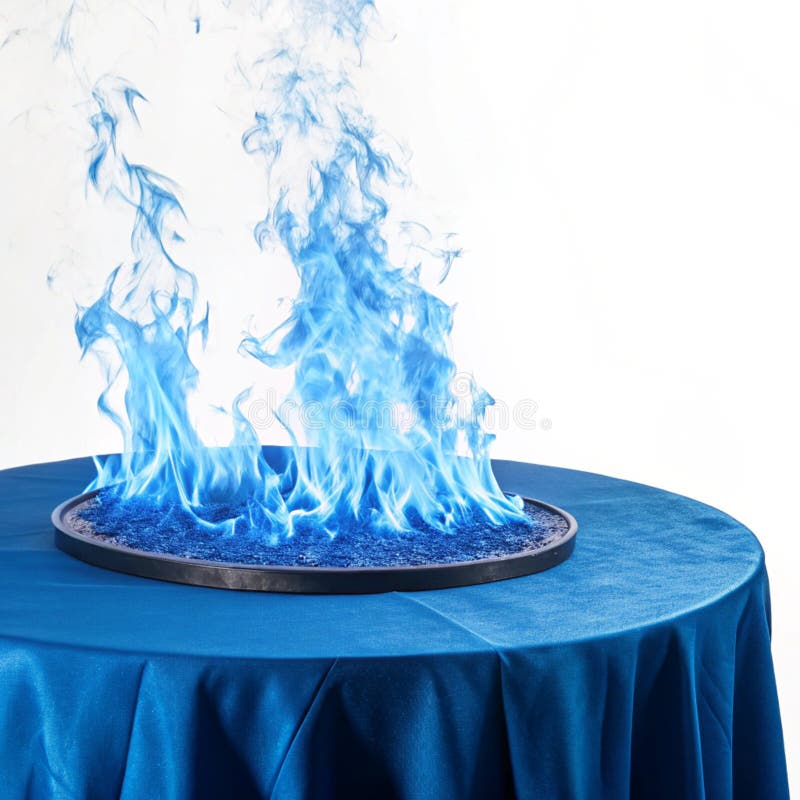 Blue Fire Flames on a Blue Table on White Background Stock Illustration ...