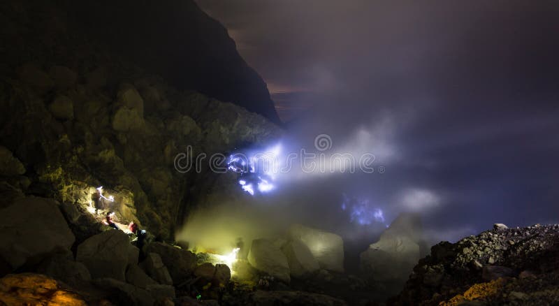 Blue Fire A Flow Of Liquid Sulfur Royalty Free Stock Image - Image ...