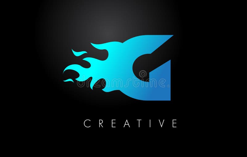 Blue Fire Blue G Letter Flame Logo Design. Fire Logo Lettering Concept ...