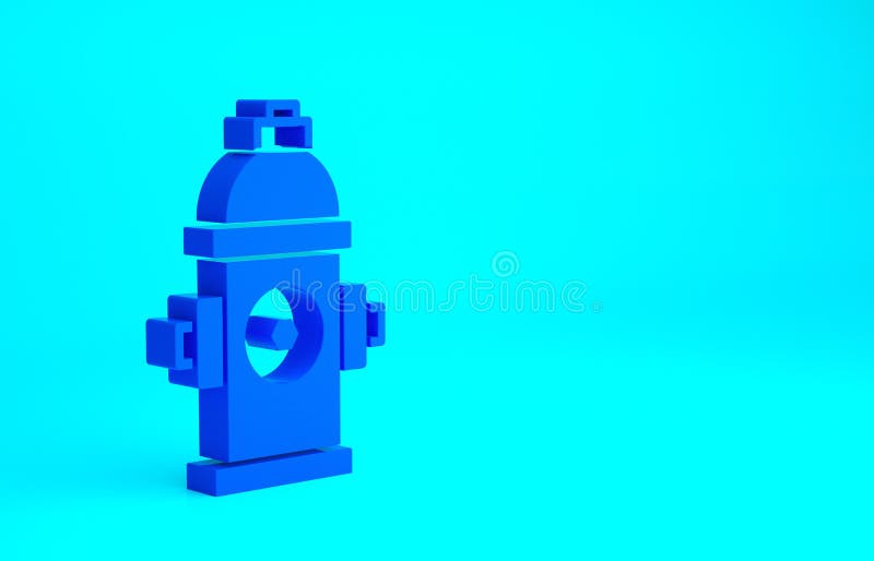 Blue Fire Hydrant Icon Isolated on Blue Background. Minimalism Concept ...