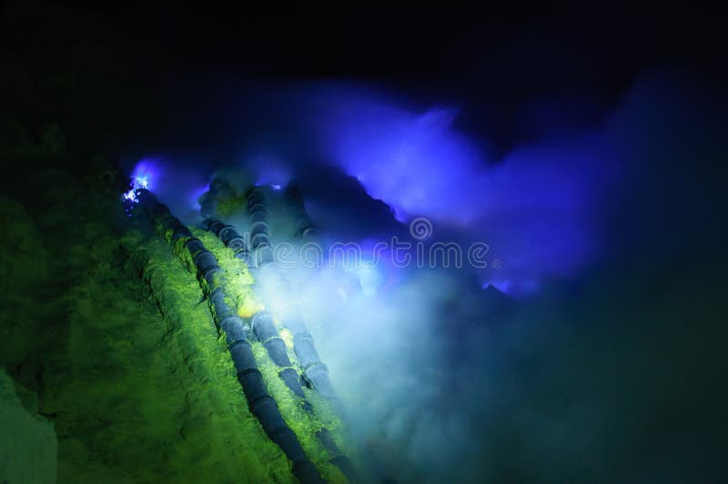 Blue Fire in Ijen Volcano, Travel Destination in Indonesia Stock Photo ...