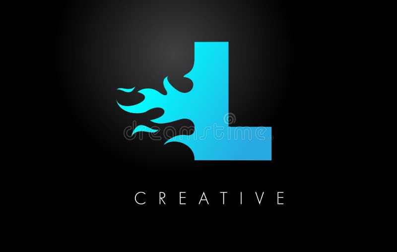 Blue Fire Blue L Letter Flame Logo Design. Fire Logo Lettering Concept ...