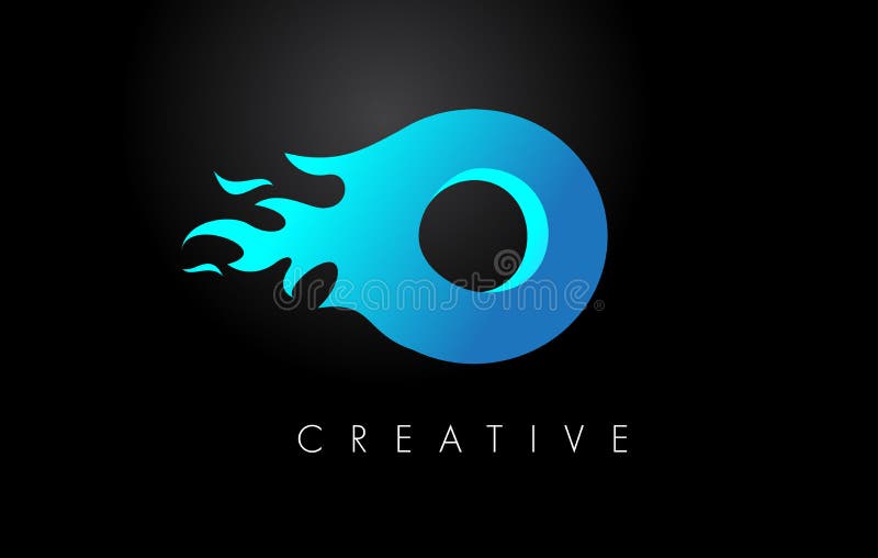 Blue Fire Blue O Letter Flame Logo Design. Fire Logo Lettering Concept ...