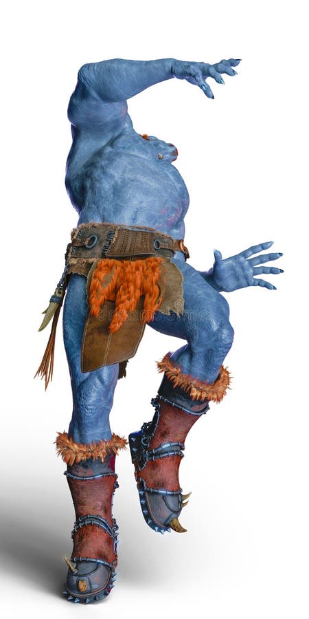 Blue Fire Ogre in White Background Stock Illustration - Illustration of ...