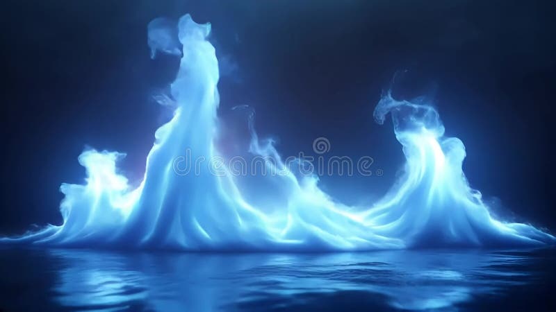 Blue Fire Reflection, Dark Background, Energy, VFX, Design Element ...
