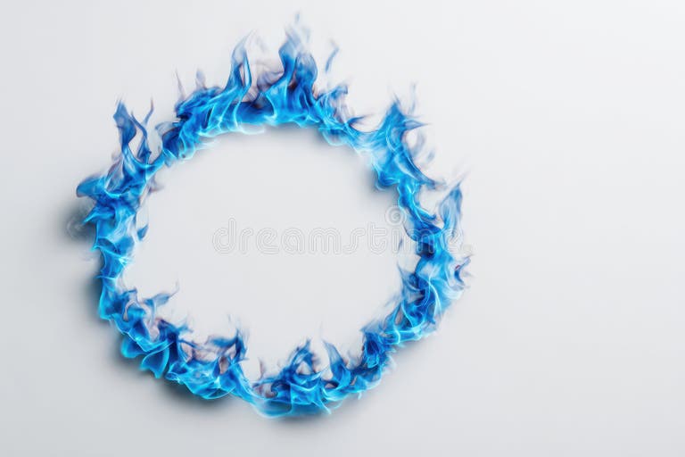 Blue Fire Ring with Sharp Flame Tips Isolated on White Stock ...