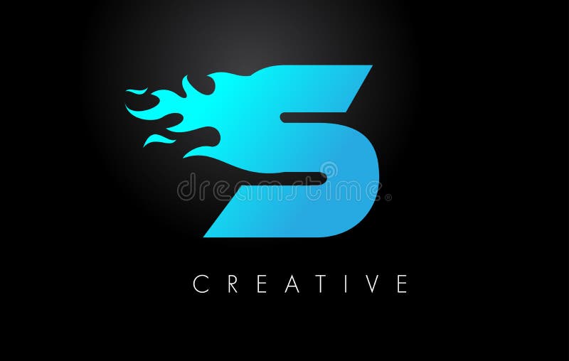 Blue Fire Blue S Letter Flame Logo Design. Fire Logo Lettering Concept ...