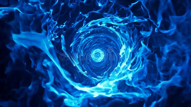 Blue Fire Swirl Animation Depicting Abstract Patterns in Dark Setting ...