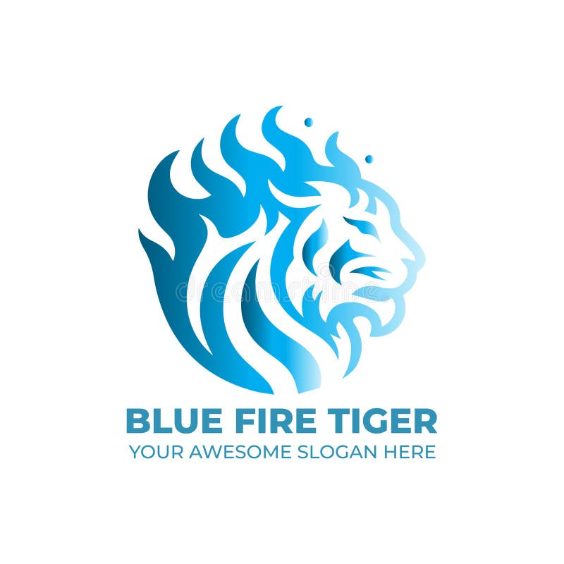 Blue Fire of Tiger Logo Design 4 Stock Illustration - Illustration of ...