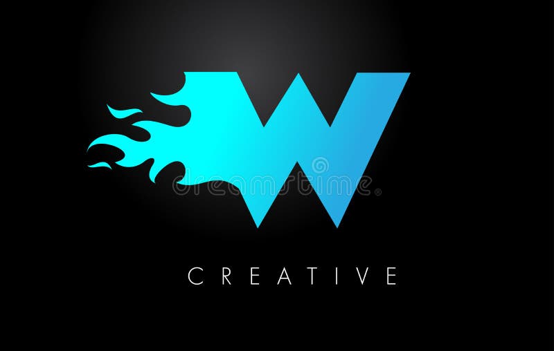 Blue Fire Blue W Letter Flame Logo Design. Fire Logo Lettering Concept ...