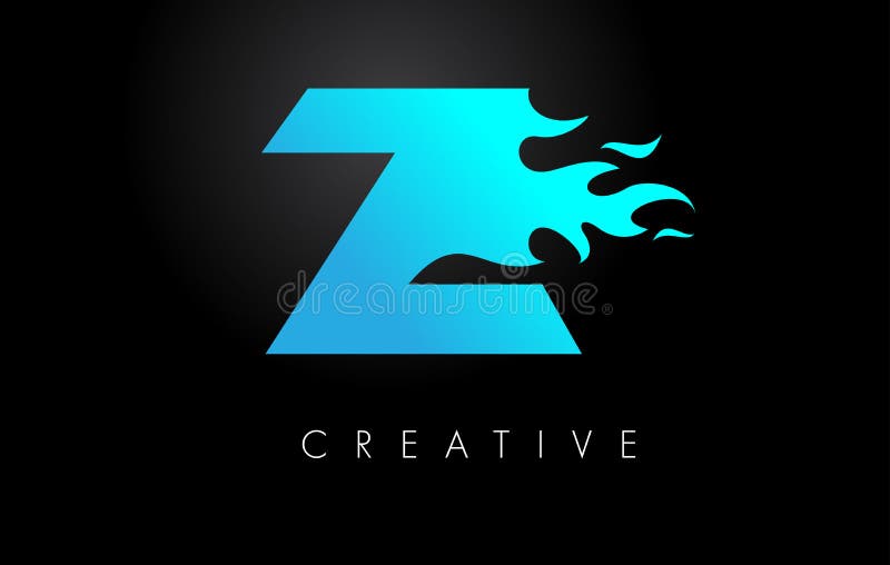 Blue Fire Blue Z Letter Flame Logo Design. Fire Logo Lettering Concept ...