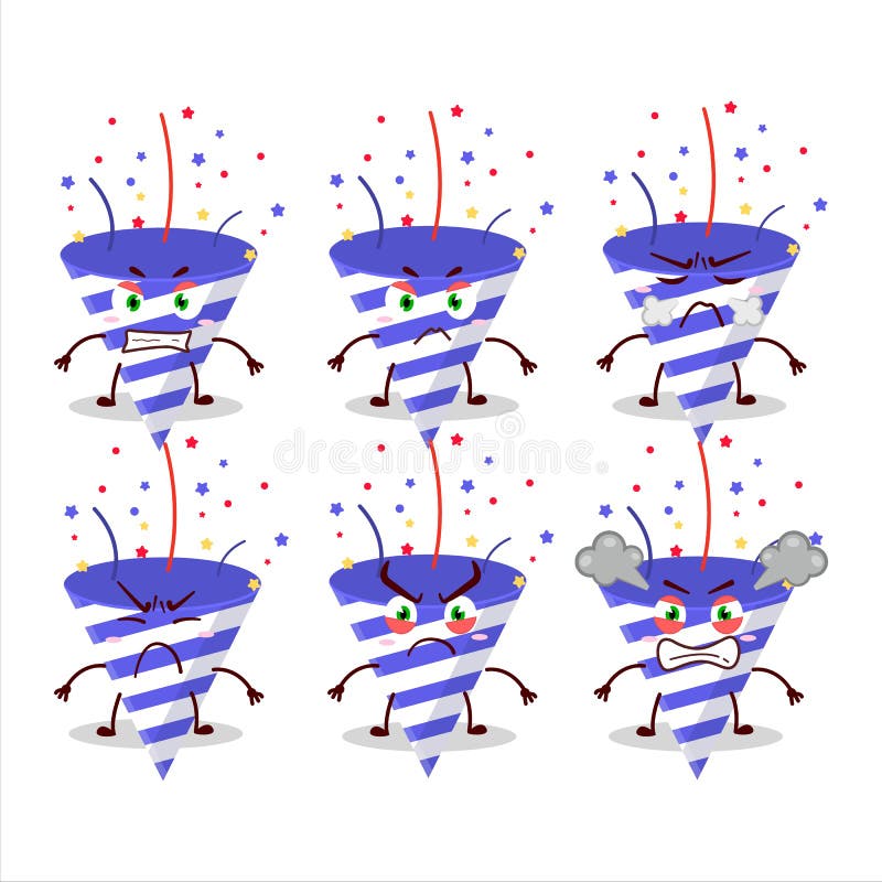 Blue Firecracker Cartoon Character with Various Angry Expressions Stock ...