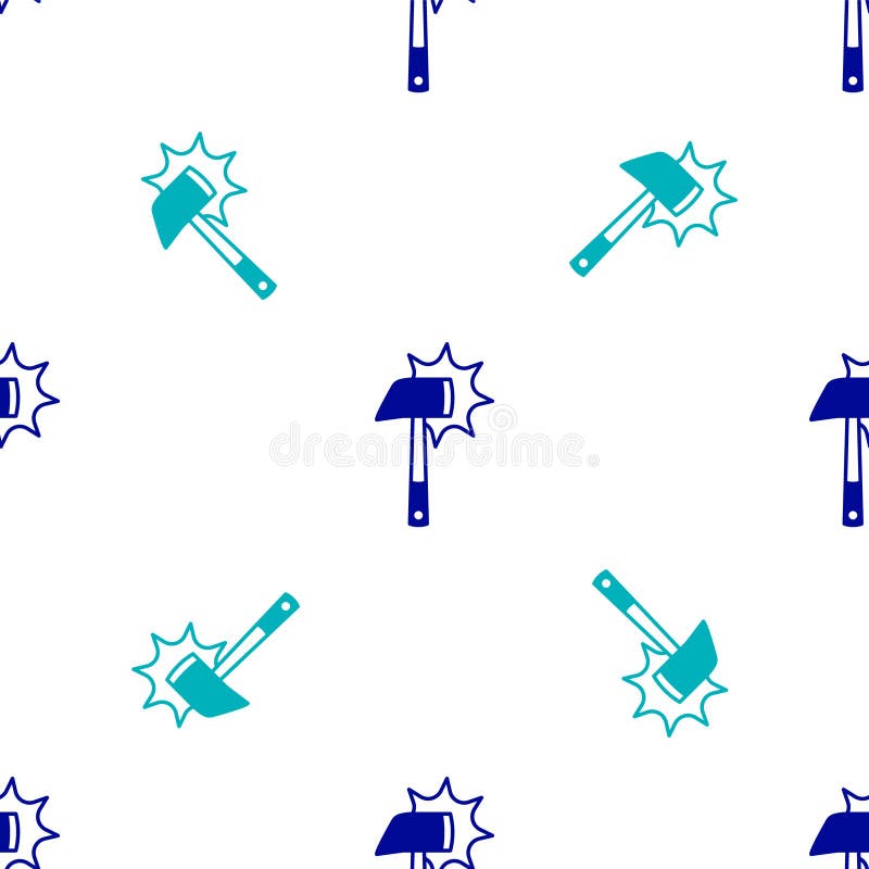 Blue Firefighter Axe Icon Isolated Seamless Pattern on White Background ...