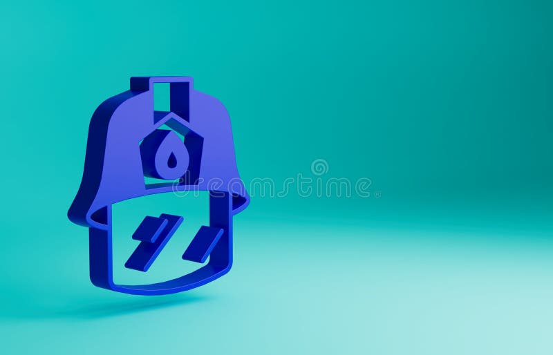 Blue Firefighter Helmet or Fireman Hat Icon Isolated on Blue Background ...