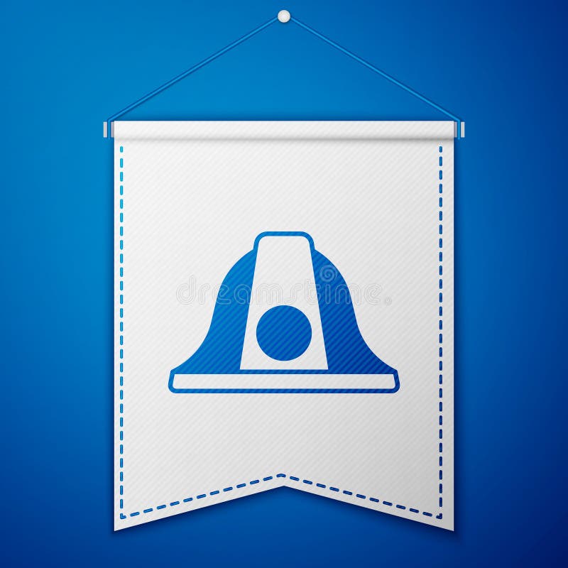 Blue Firefighter Helmet or Fireman Hat Icon Isolated on Blue Background ...