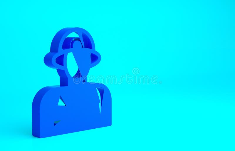 Blue Firefighter Icon Isolated on Blue Background. Minimalism Concept ...