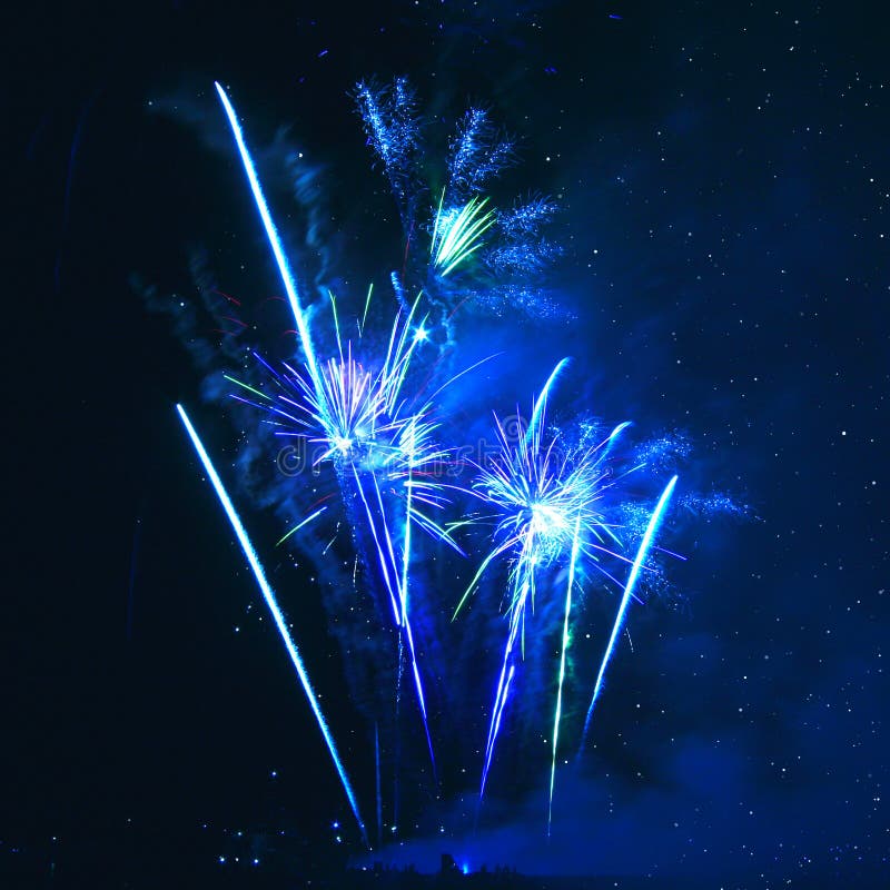 Celebratory blue firework stock photo. Image of detonation - 35562542
