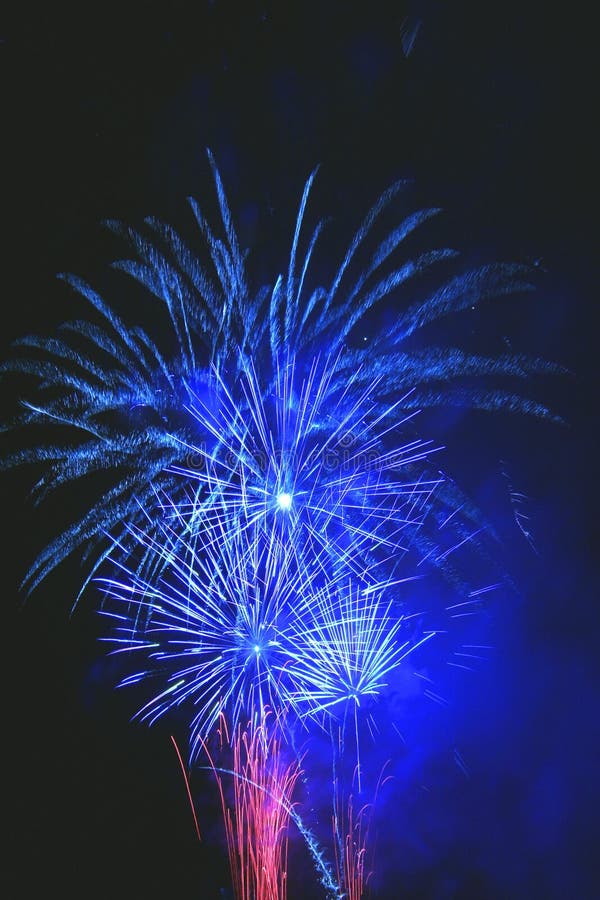 Blue red yellow firework stock image. Image of explosion - 12000823
