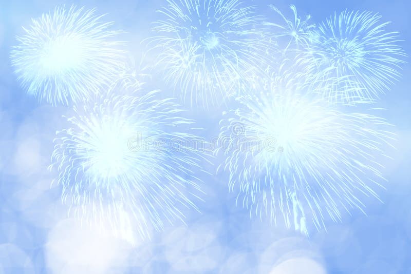 Blue Firework and Blurred Bokeh Light with Copy Space in Christmas and ...
