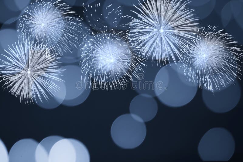 Blue Firework and Blurred Bokeh Light with Copy Space in Christmas and ...