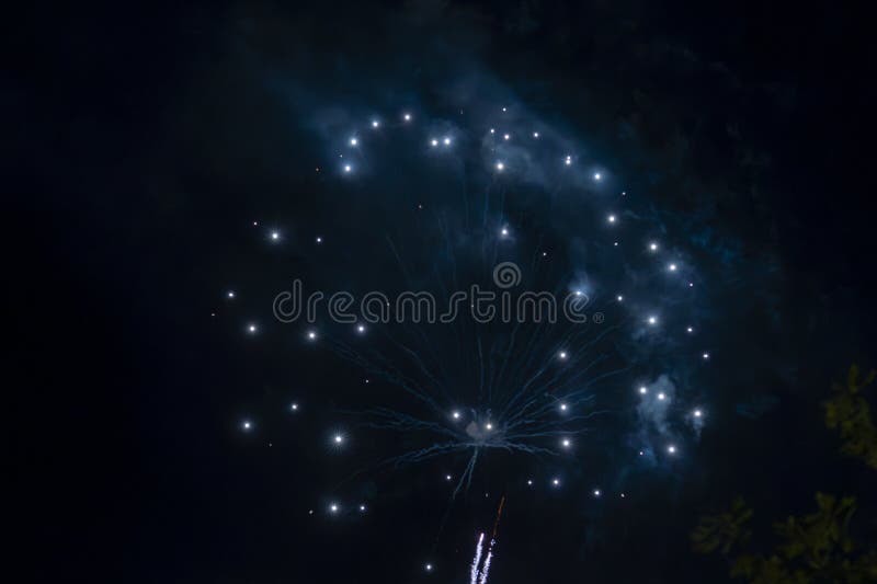 Blue firework explodes stock image. Image of display - 329489279