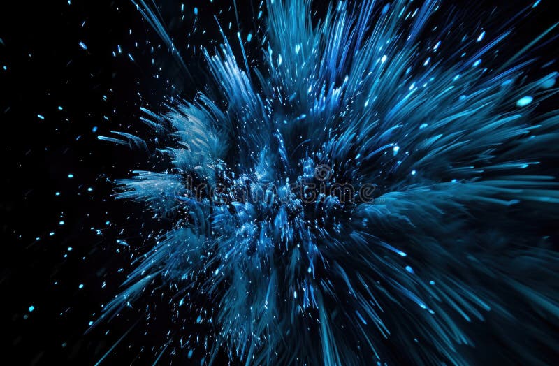 Blue Firework Explosion on Black Background Stock Photo - Image of ...