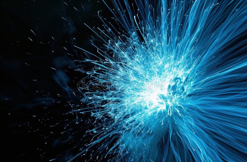 Blue Firework Explosion on Black Background Stock Image - Image of ...