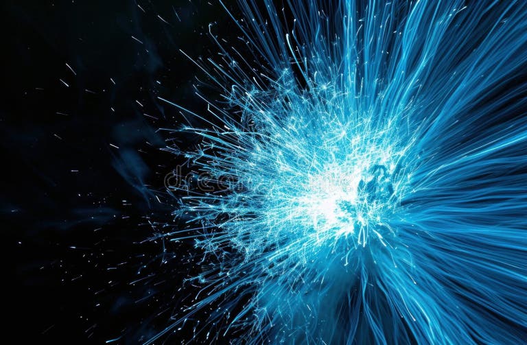 Blue Firework Explosion on Black Background Stock Image - Image of ...