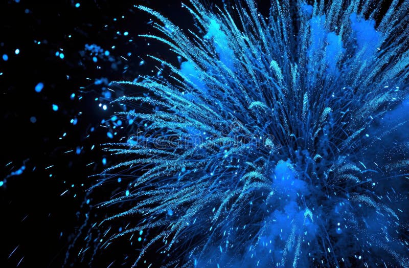 Blue Firework Explosion on Black Background Stock Photo - Image of ...