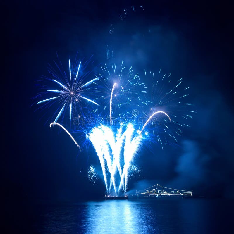 Blue fireworks stock image. Image of holiday, night, festival - 16925179
