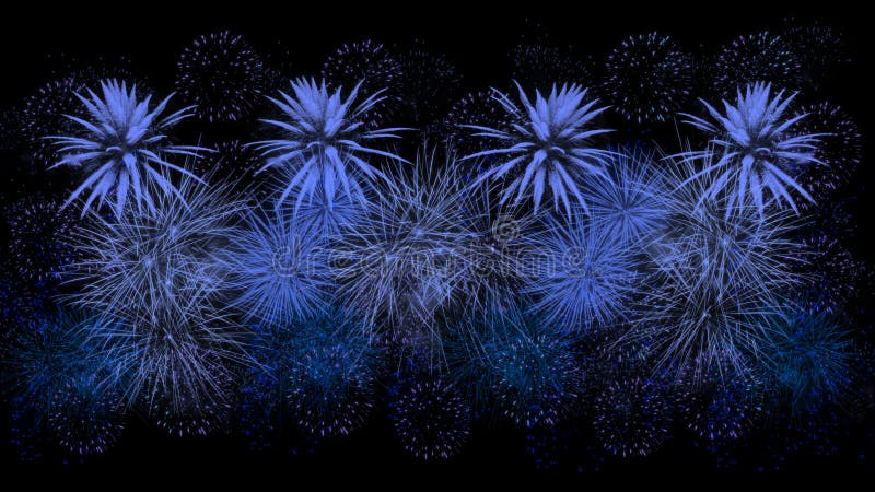 Blue Fireworks on Black Background Stock Illustration - Illustration of ...