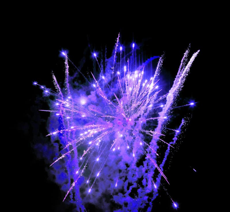 Blue Fireworks Display Black Night Sky Background Isolated Closeup ...