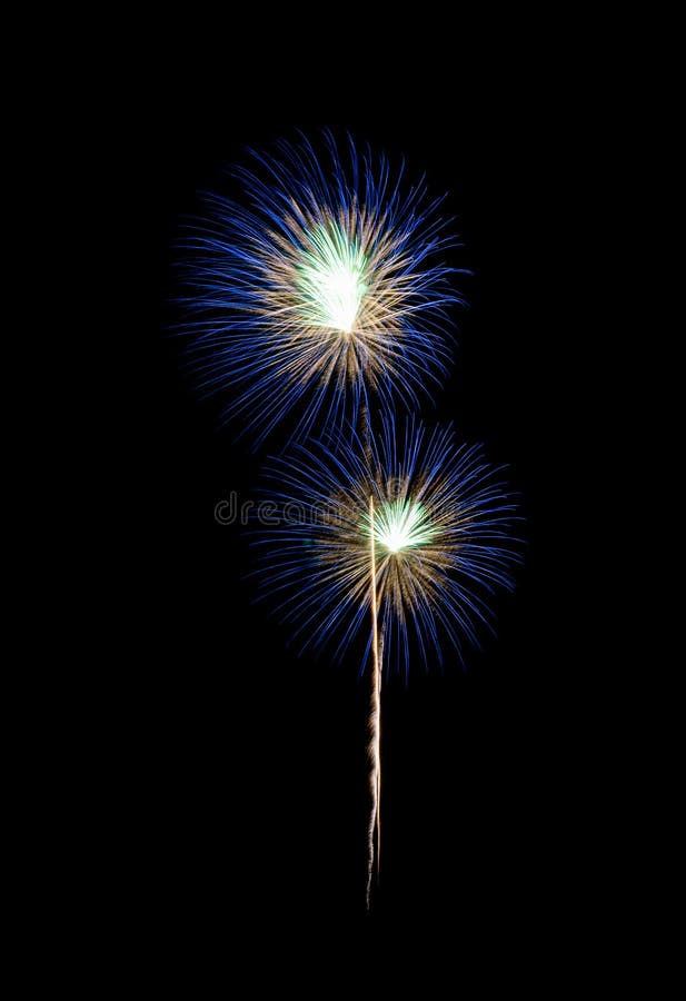 Blue Fireworks Exploding on Night Sky Stock Photo - Image of bright ...